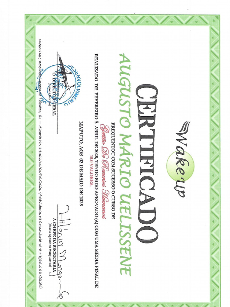 Sl5 Inh Augusto Mario Uelissene | PDF