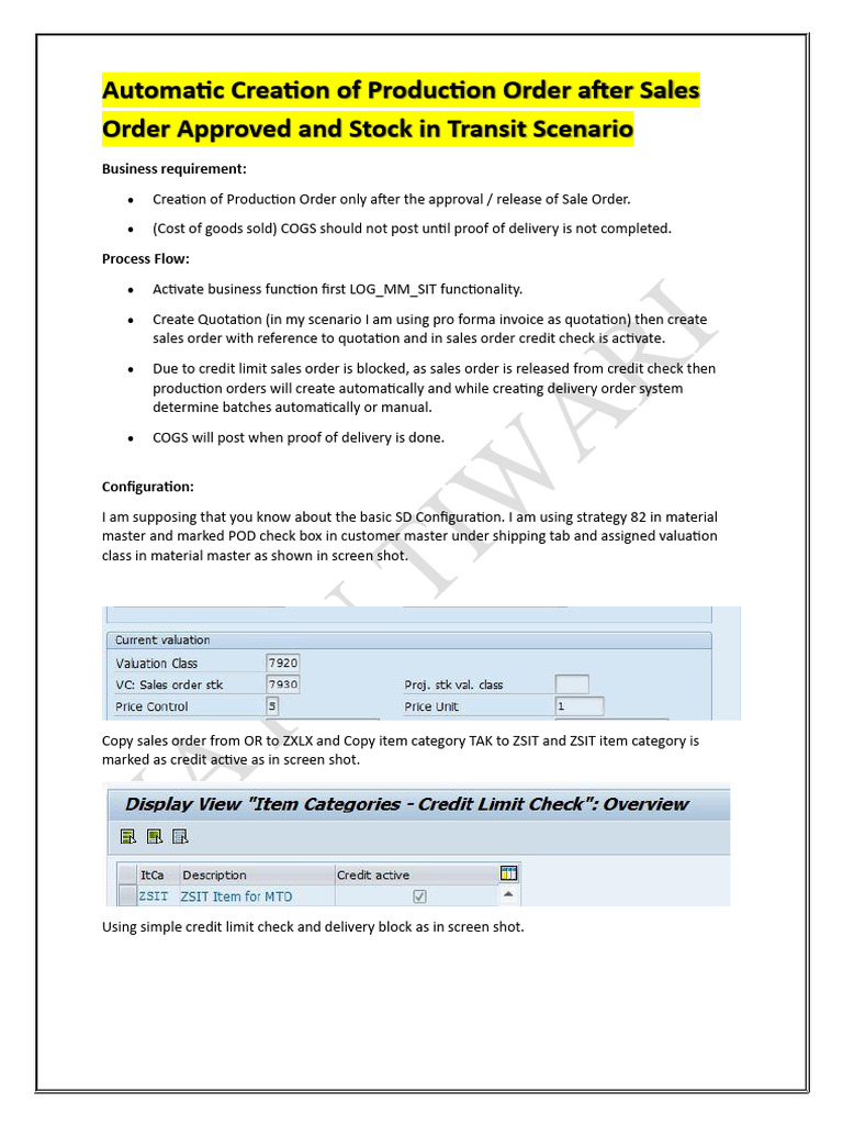Automatic Creation of Production Order After Sales Order | PDF