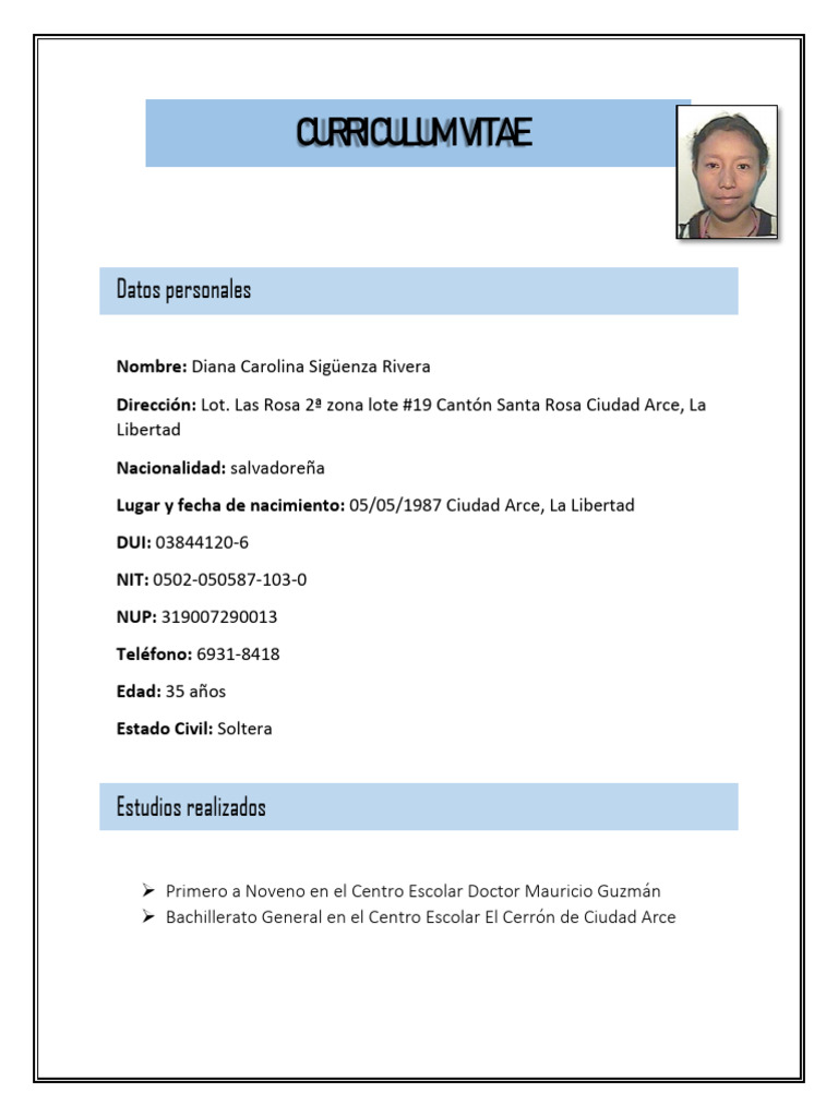 Curriculum Vitae Diana | PDF