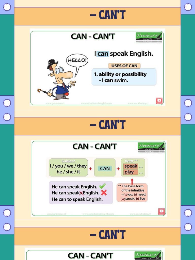 Unit 6 - Can Cant Grammar | PDF