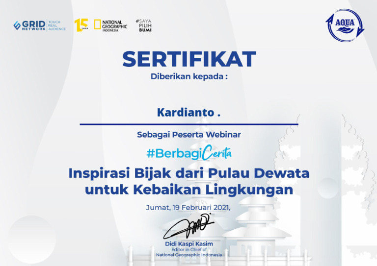 Contoh Sertifikat Workshop | PDF