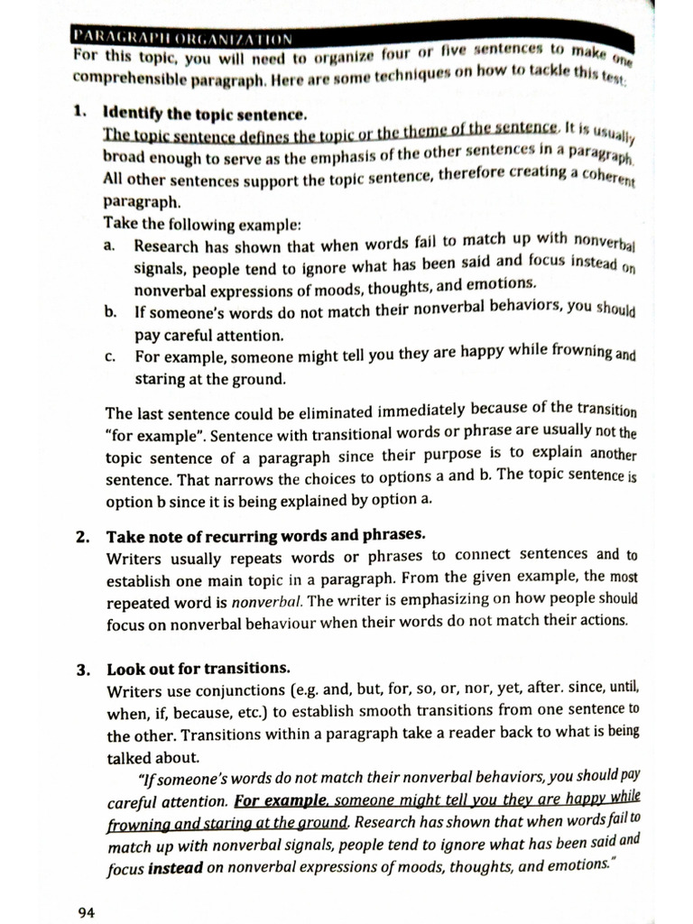 VA23 - Paragraph Organization | PDF