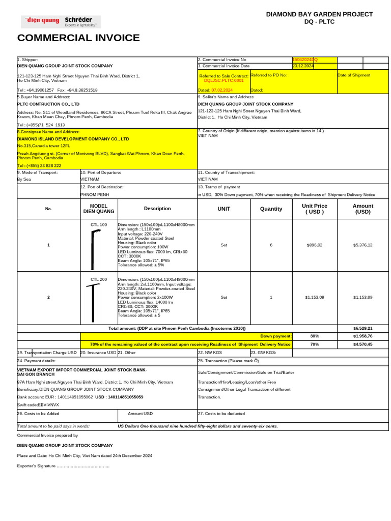 Commercial Invoice + Serverial Invoice | PDF | Cambodia | Vietnam