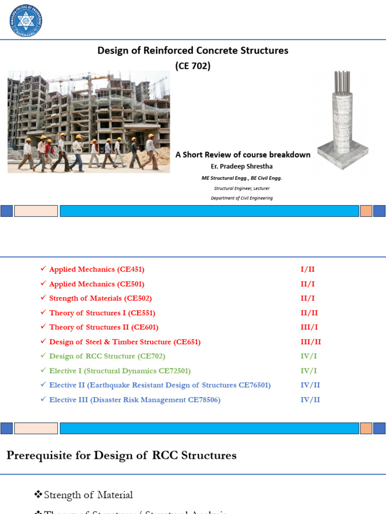 RCC Introduction Class (PS) | PDF | Concrete | Strength Of Materials