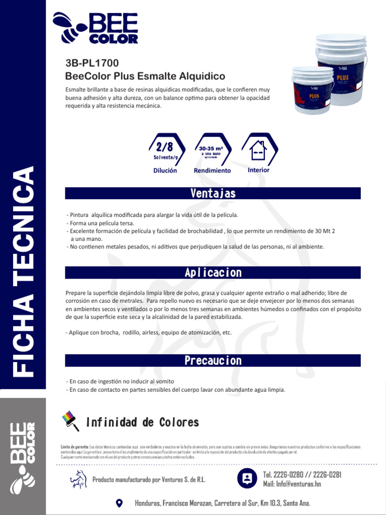 3B-Pl1700 Beecolor Plus Esmalte Alquidico: Infinidad de Colores | PDF