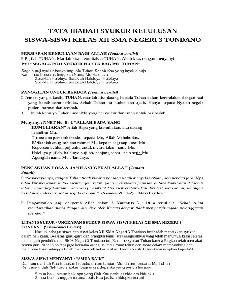 Tata Ibadah Kelulusan | PDF