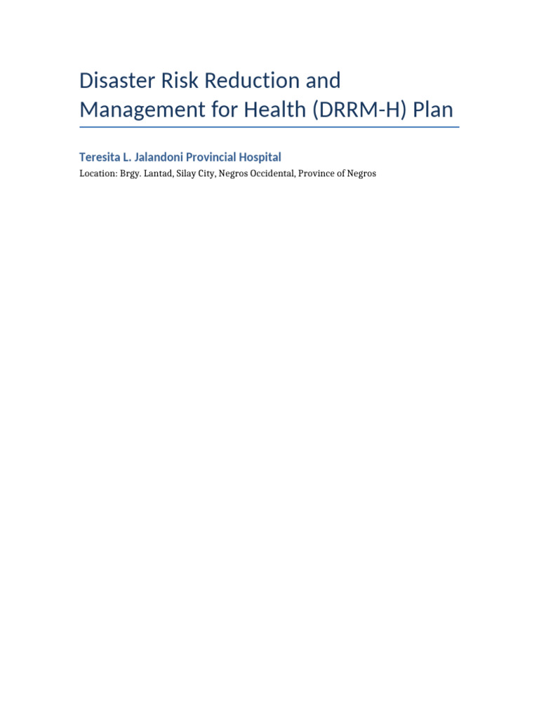 TLJPH DRRMH Comprehensive Manual | PDF | Emergency Management | Emergency