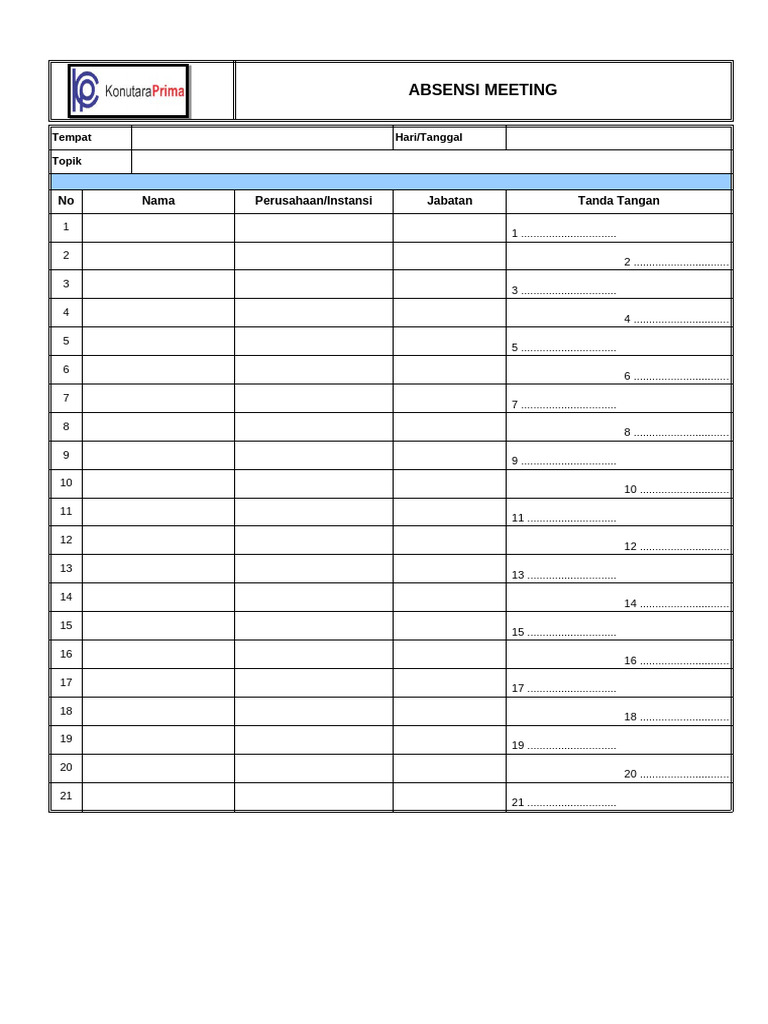 (HSE-ABSENSI-001) Meeting - Instansi | PDF