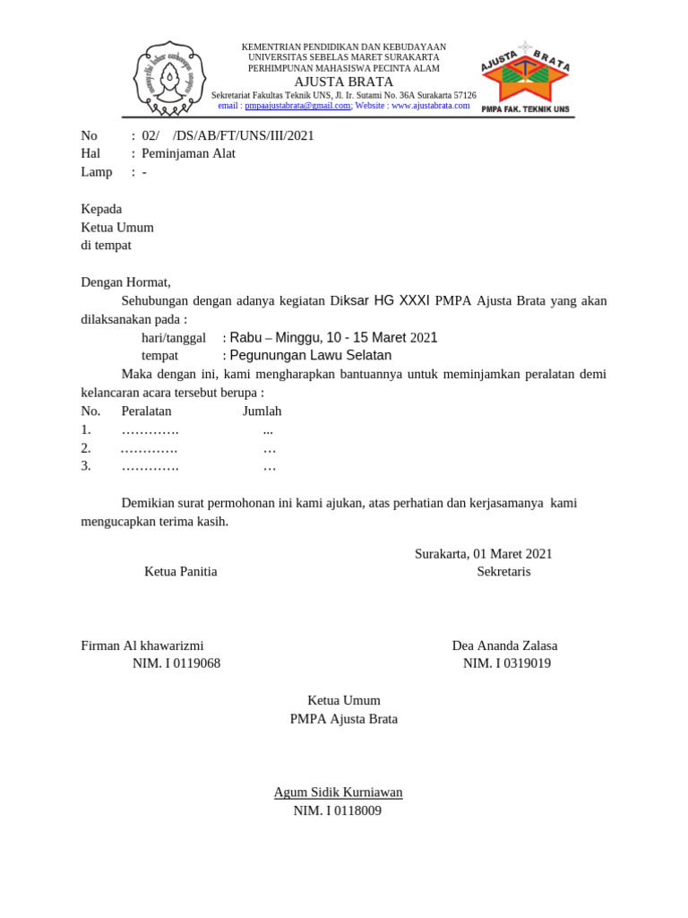 Peminjaman Alat | PDF