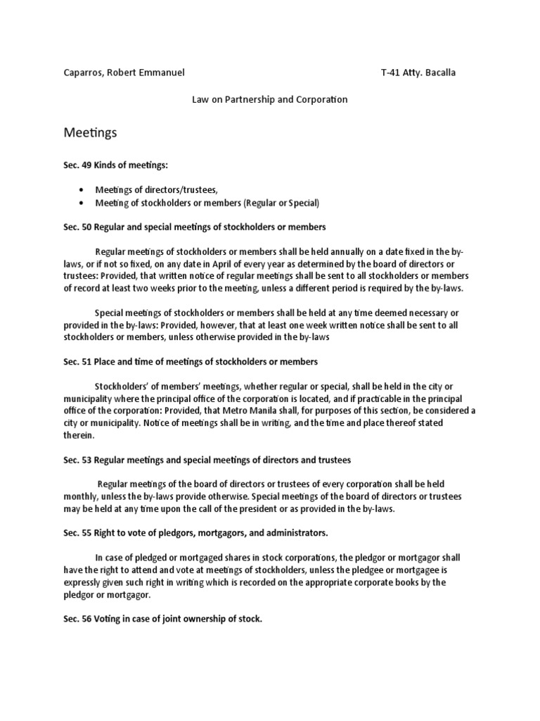 Meetings: Caparros, Robert Emmanuel T-41 Atty. Bacalla Law On ...