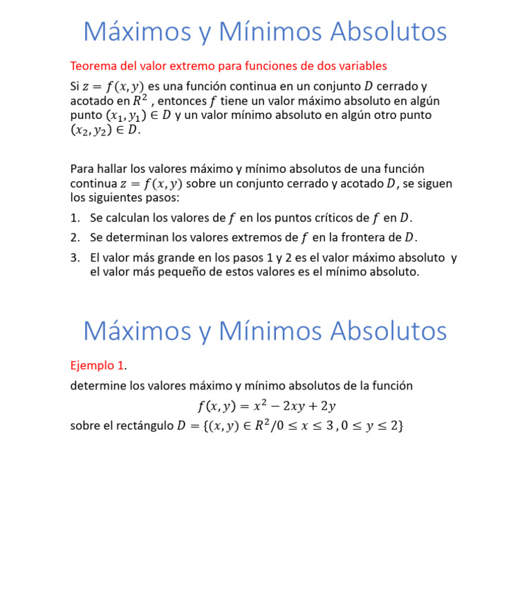 Máximos y Mínimos Absolutos | PDF
