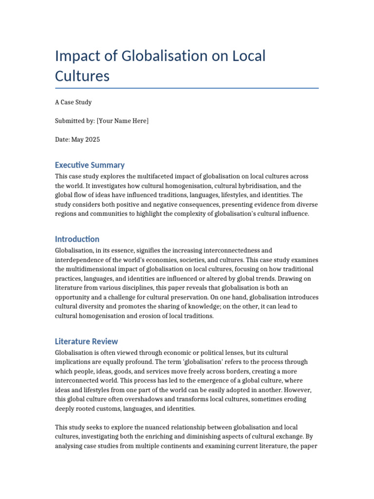 Impact of Globalisation On Local Cultures Updated Complete | PDF ...