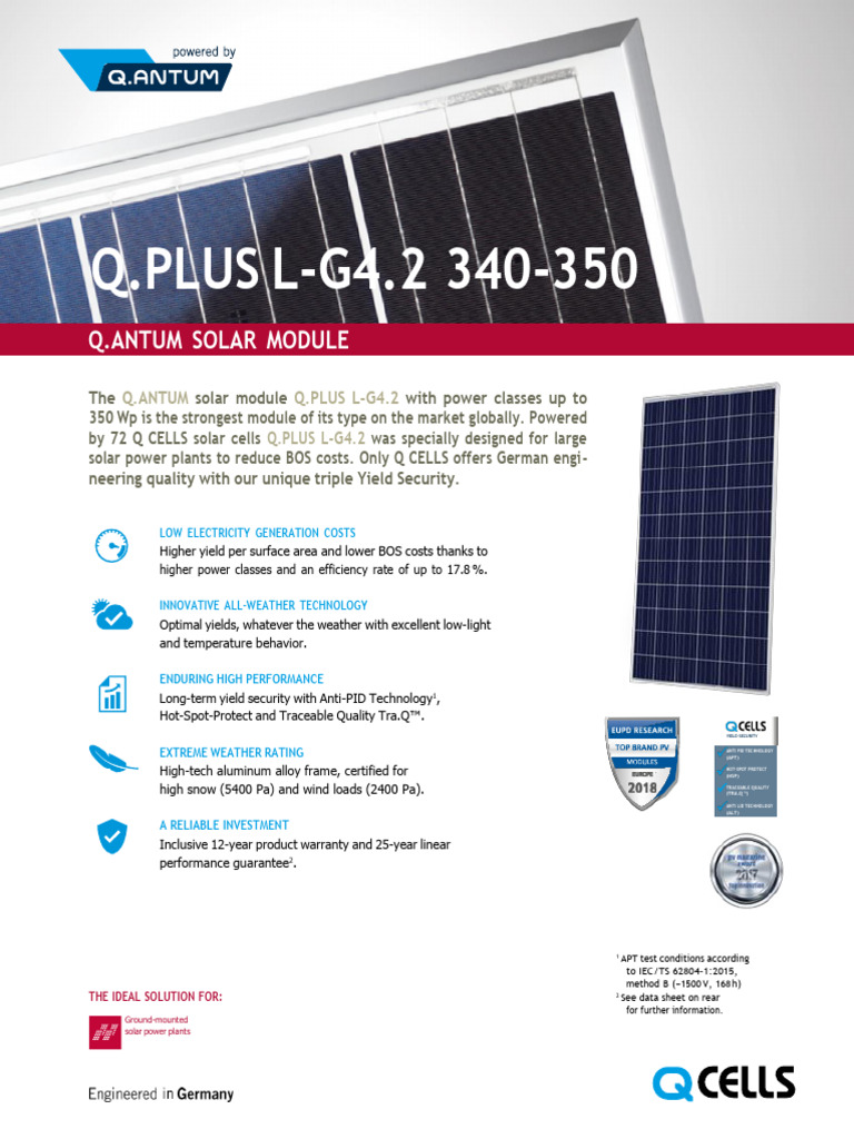 Hanwha_Q_CELLS_Data_sheet_QPLUS_L-G4.2_340W | PDF | Solar Panel ...