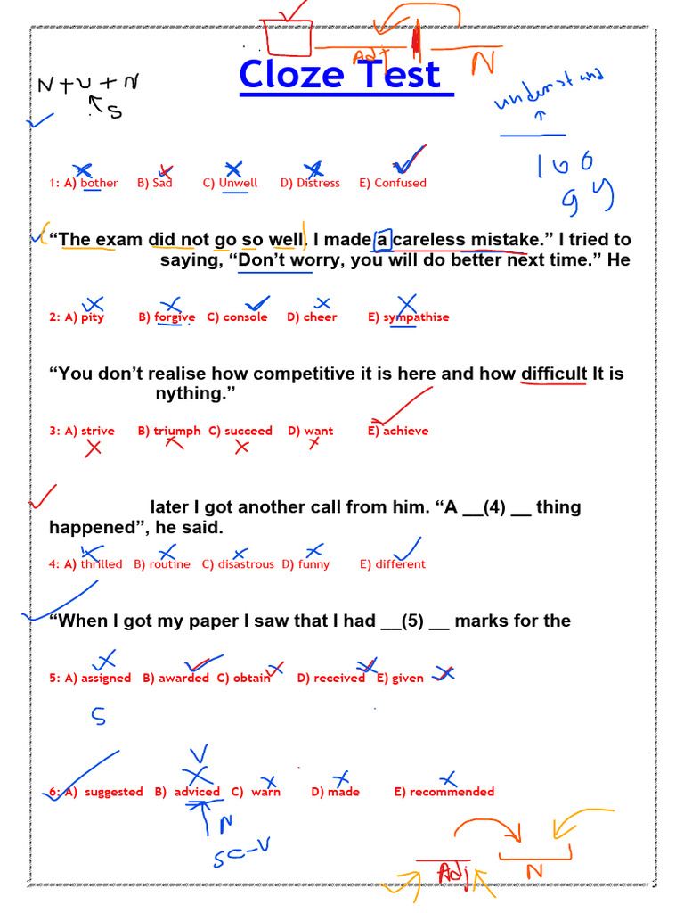 English II Cloze Test Questions | PDF