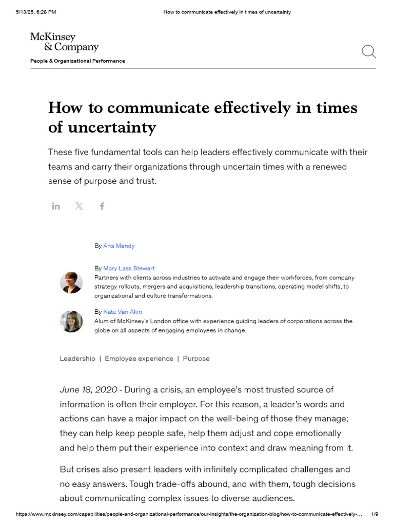 How To Communicate Effectively in Times of Uncertainty | PDF ...