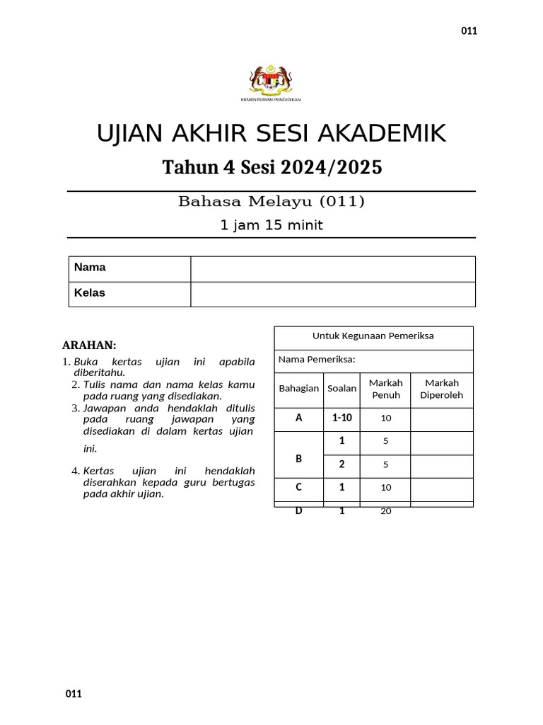 BM Uasa Tahun 4 2024 Edit | PDF