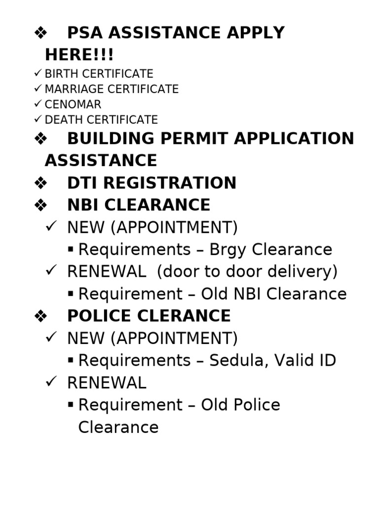 Psa Assistance Apply Here | PDF