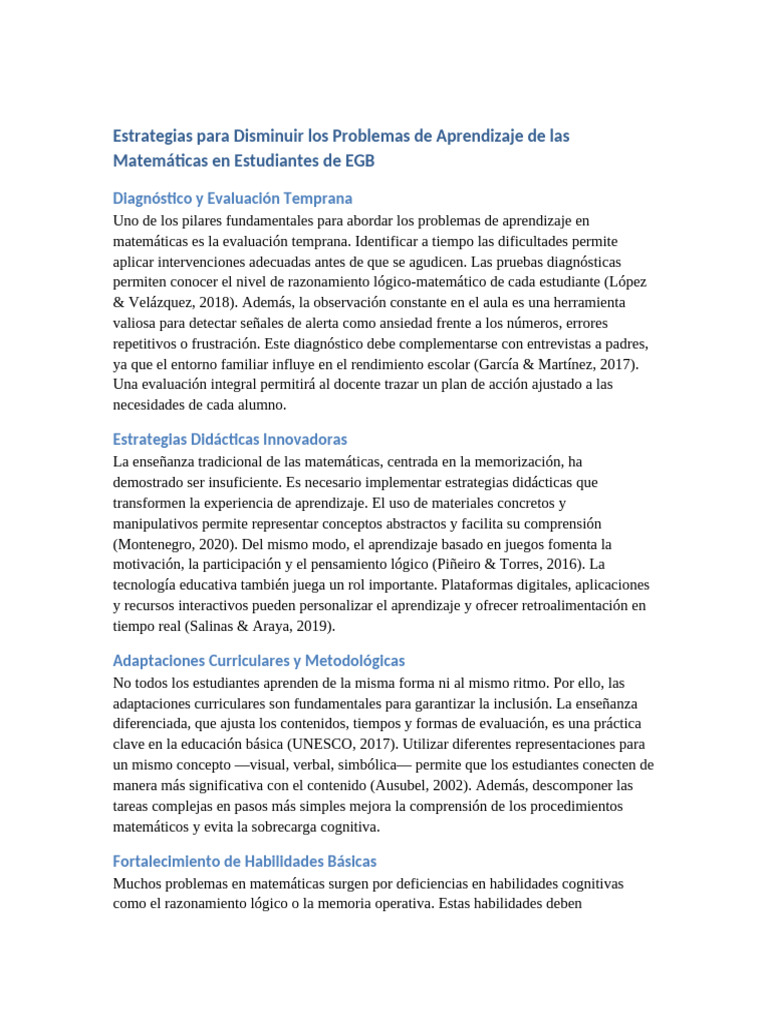 Estrategias Aprendizaje Matematicas EGB | PDF | Evaluación | Aprendizaje