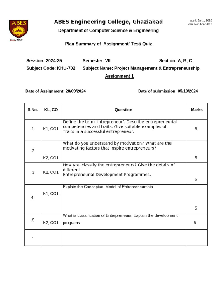 13 - Assisgnment, Test, Quiz With Answer Key | PDF | Entrepreneurship ...