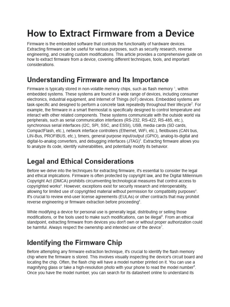 Firmware Extraction A How To Guide Pdf Flash Memory Computer Science