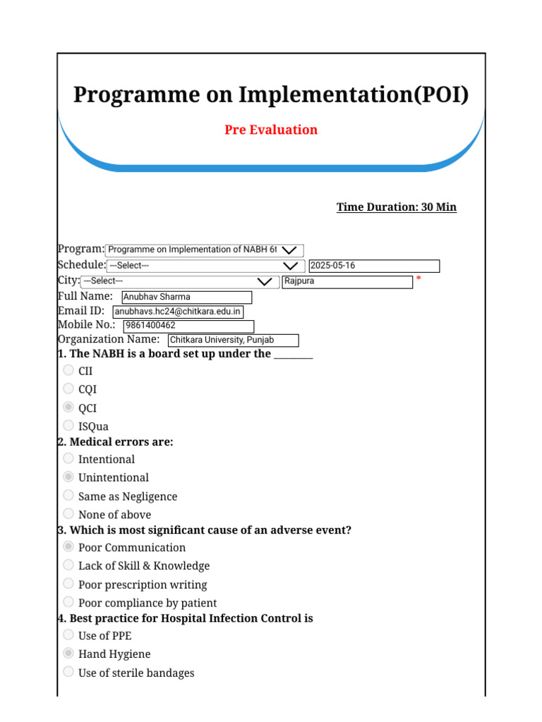 Pre Evaluation | PDF | Patient Safety | Health Care