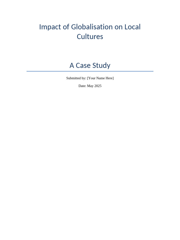 Impact of Globalisation On Local Cultures | PDF