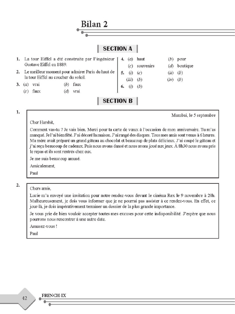 Setrite IX - (Solutions) - (Bilan 2) | PDF
