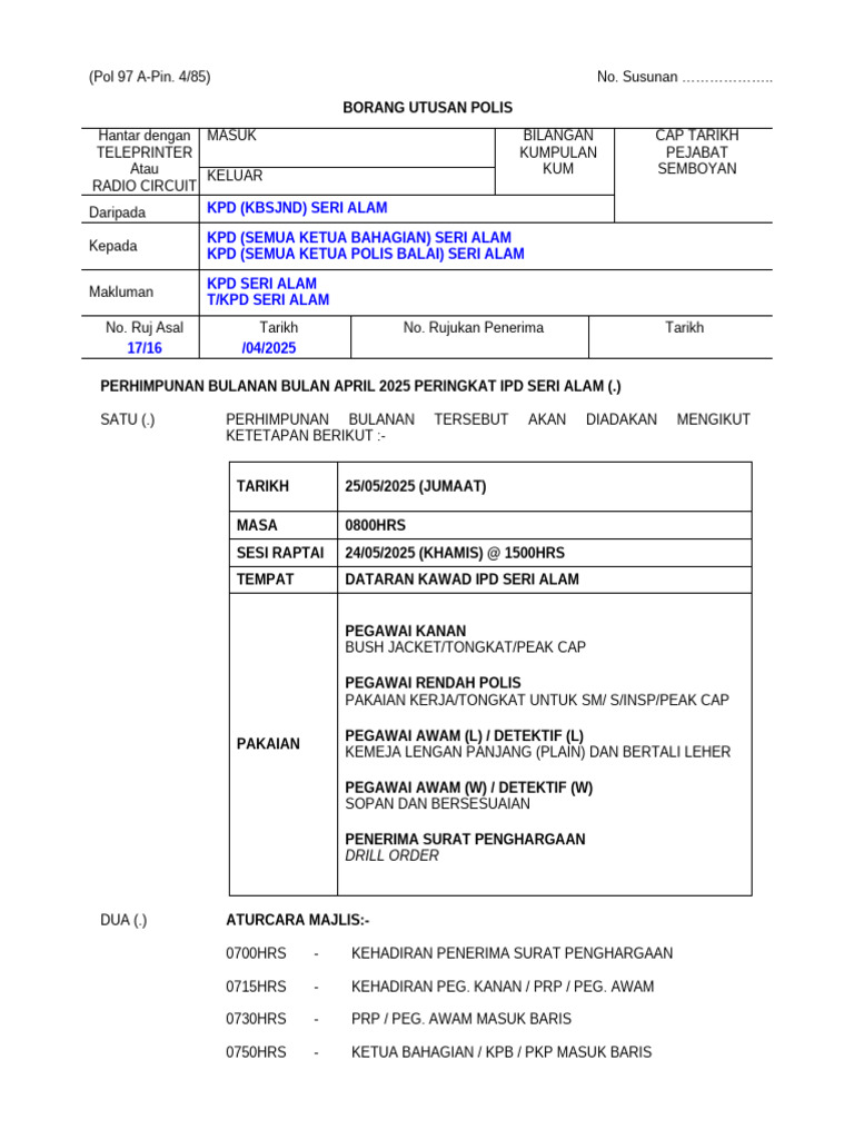Contoh Perhimpunan Bulanan Ipd | PDF