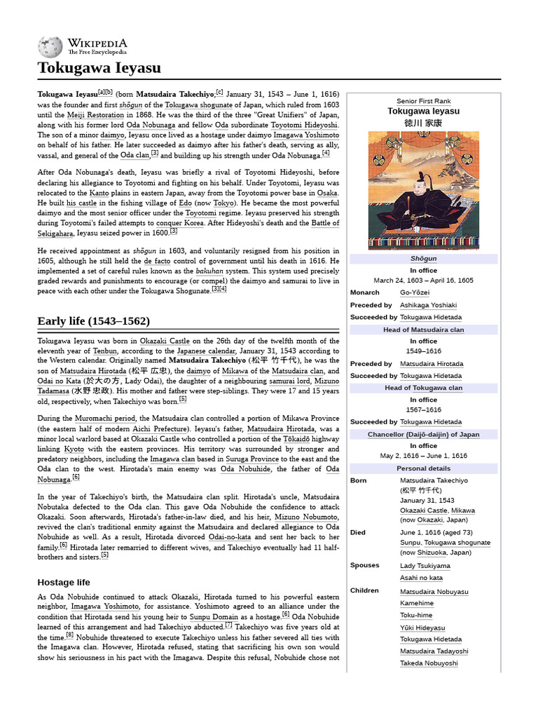 Tokugawa_ Ieyasu japan | PDF | Samurai | Feudal Japan