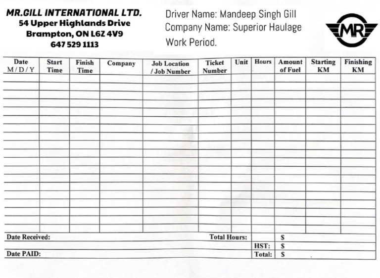 Daily Truck Sheet | PDF