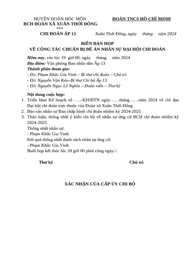 gui cac chi doan Biên bản lam viec | PDF