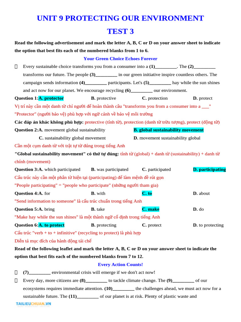 Unit 9 Grade 10 Test 3 Key | PDF