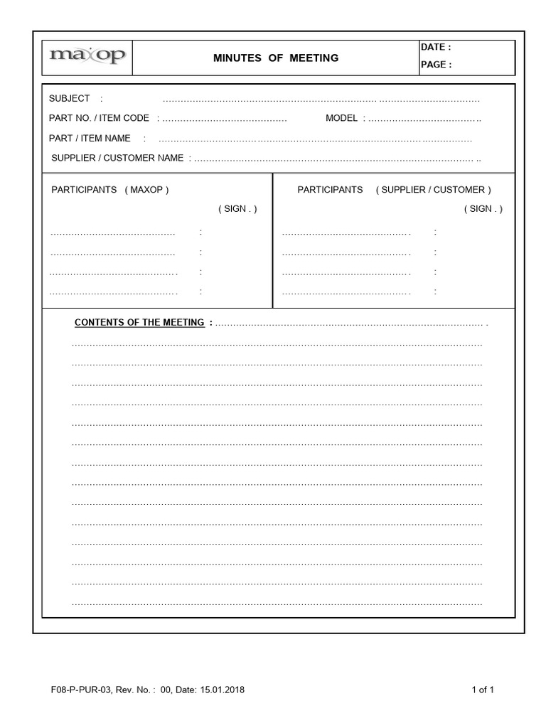 Family Meeting Minutes Template | PDF