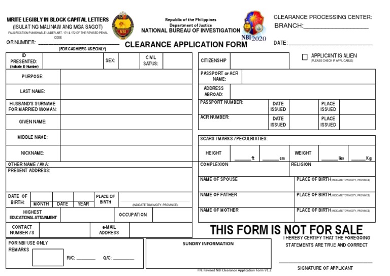 NBI Clearance Application Form | PDF | Social Institutions | Social Science