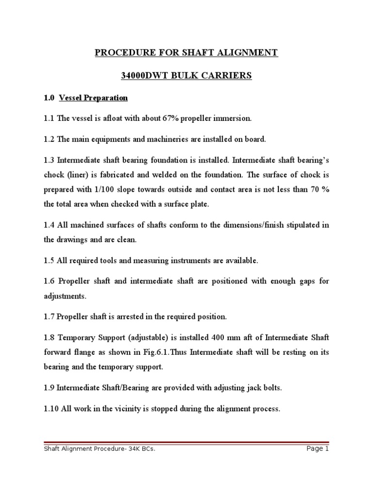 Procedure For Shaft Alignment | PDF | Engineering Tolerance ...