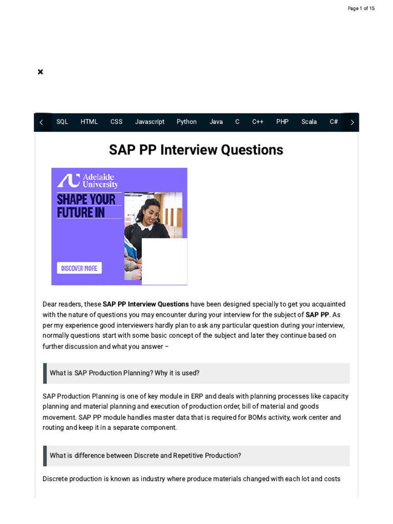Sap Pp Interview Questions Pdf Computing