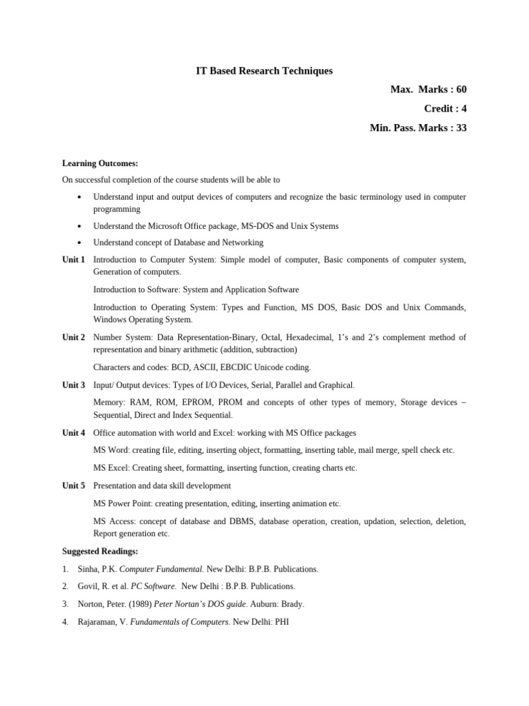 IT Research Techniques and MS Office Skills | PDF | Microsoft Excel ...
