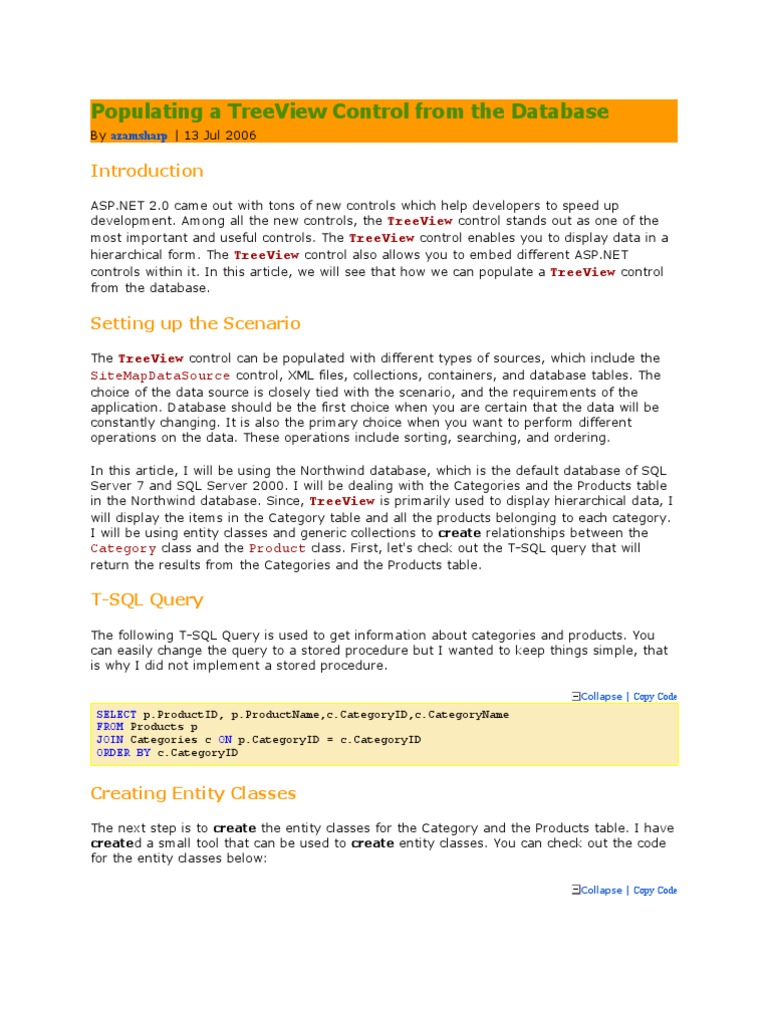 TreeView Control From The Database | PDF | Microsoft Sql Server | Databases