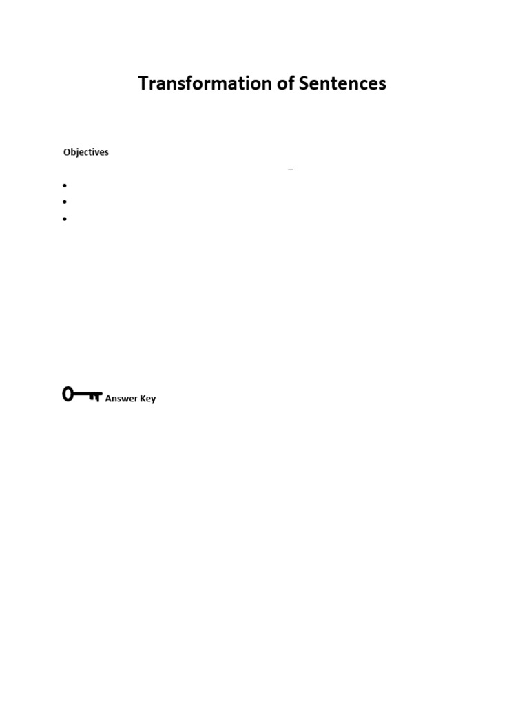 Transformation of Sentences | PDF | Subject (Grammar) | Clause