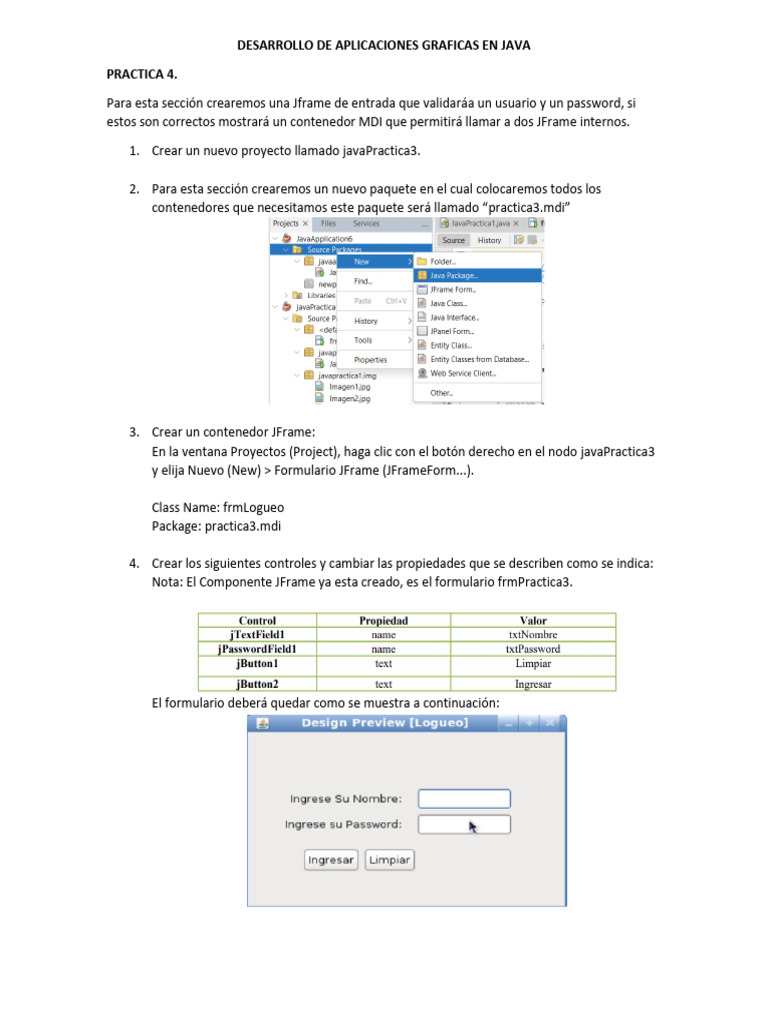 INTERFAZ GRAFICA JAVA PRACTICA 4 | PDF | Java (lenguaje de programación ...