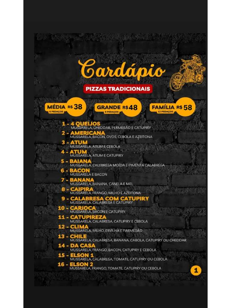 Cardapio Pizzaria | PDF