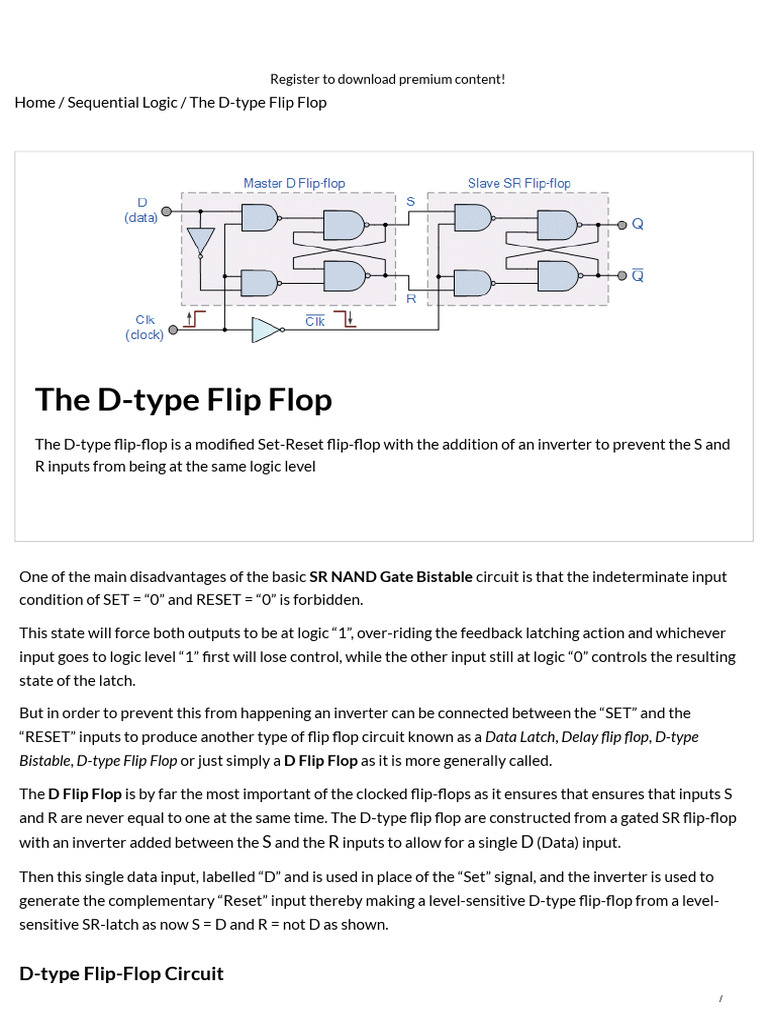 D-Type Flip Flop Counter or Delay Flip-Flop | PDF | Electronic Engineering | Computer Engineering