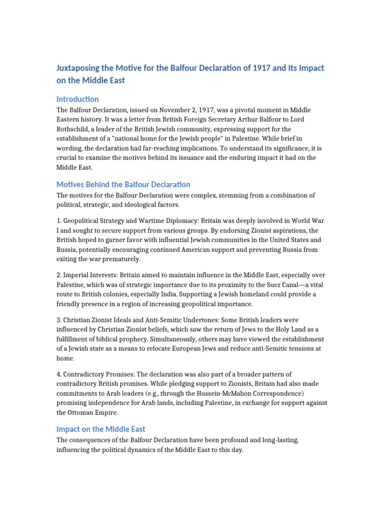 Balfour Declaration Analysis | PDF | British Empire | Zionism
