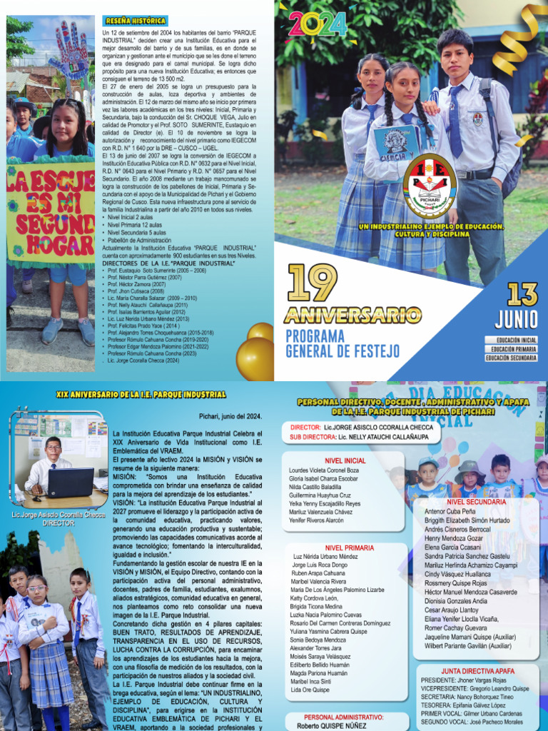 Programa General de Festejo, I.E.PARQUE INDUSTRIAL | PDF