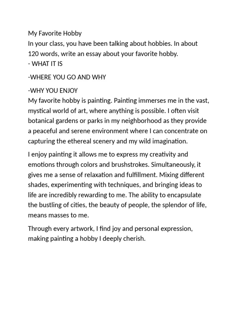 My Favorite Hobby | PDF