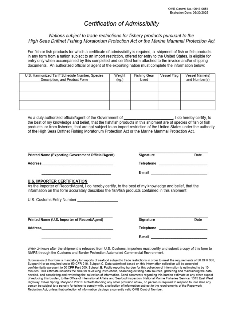 Certification of Admissibility | PDF