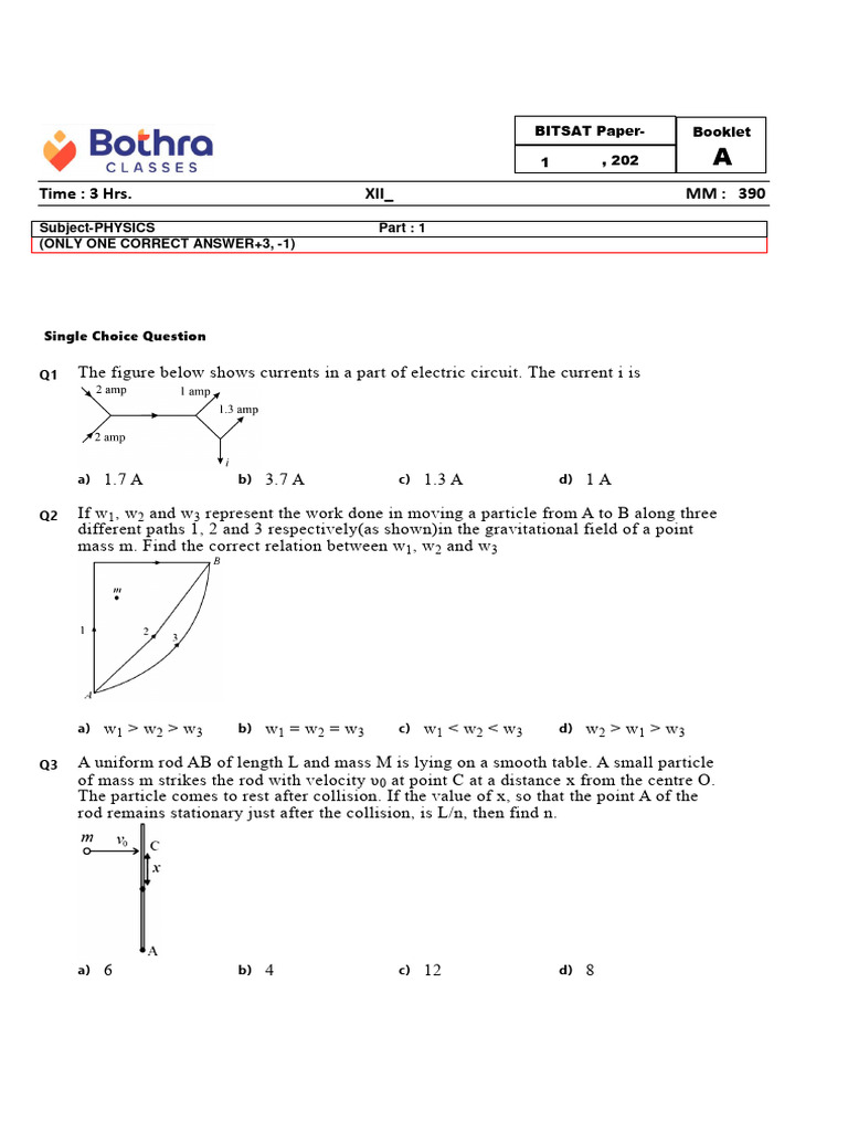 Xii-Bitsat Paper-9 - 15.05.2025 | PDF | Gases | Acid
