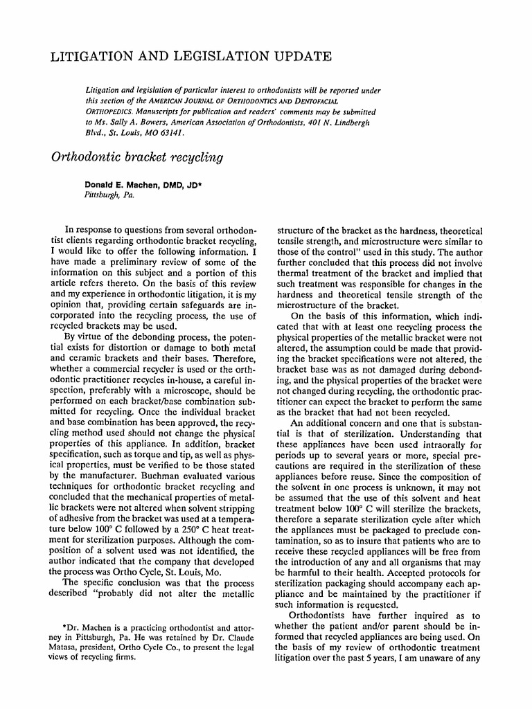 Orthodontic Bracket Recycling | PDF | Orthodontics