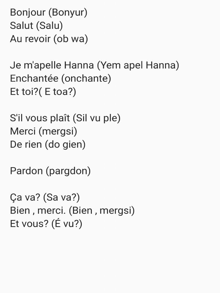 Frases Básicas de Frances | PDF