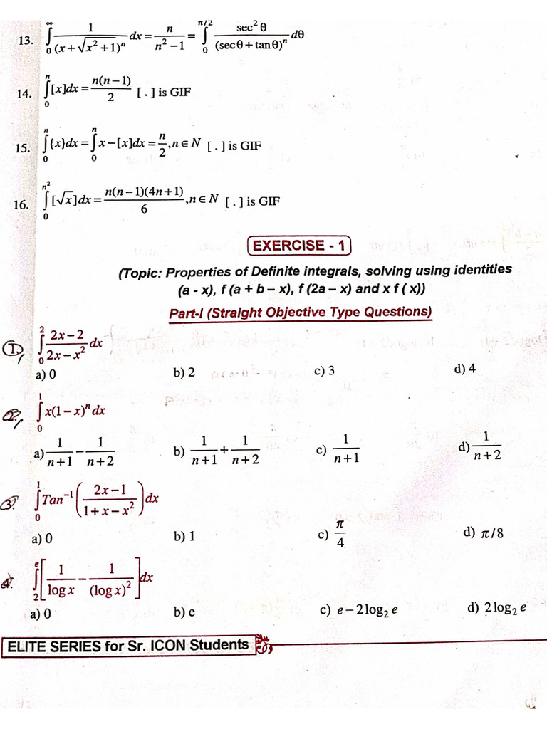 Definite Integrals PDF | PDF